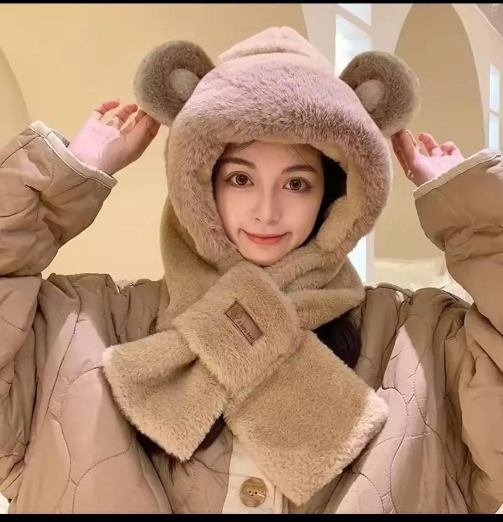 GORRO CON CAPUCHA BUFANDA OSITO – Gobady Perú